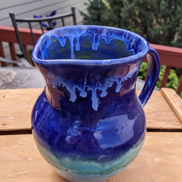 Blue Ceramic Pitcher - Etsy