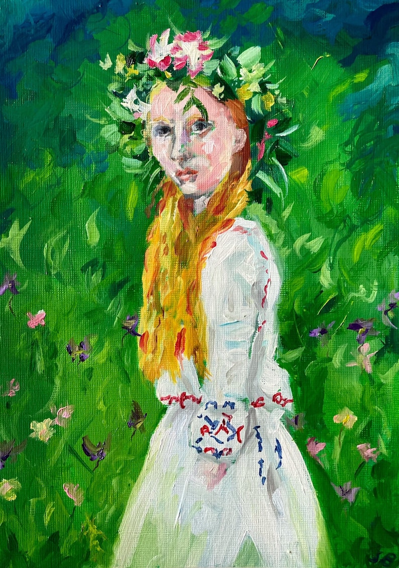 Midsommar Original Oil Painting of Maja Isabelle Grill by - Etsy