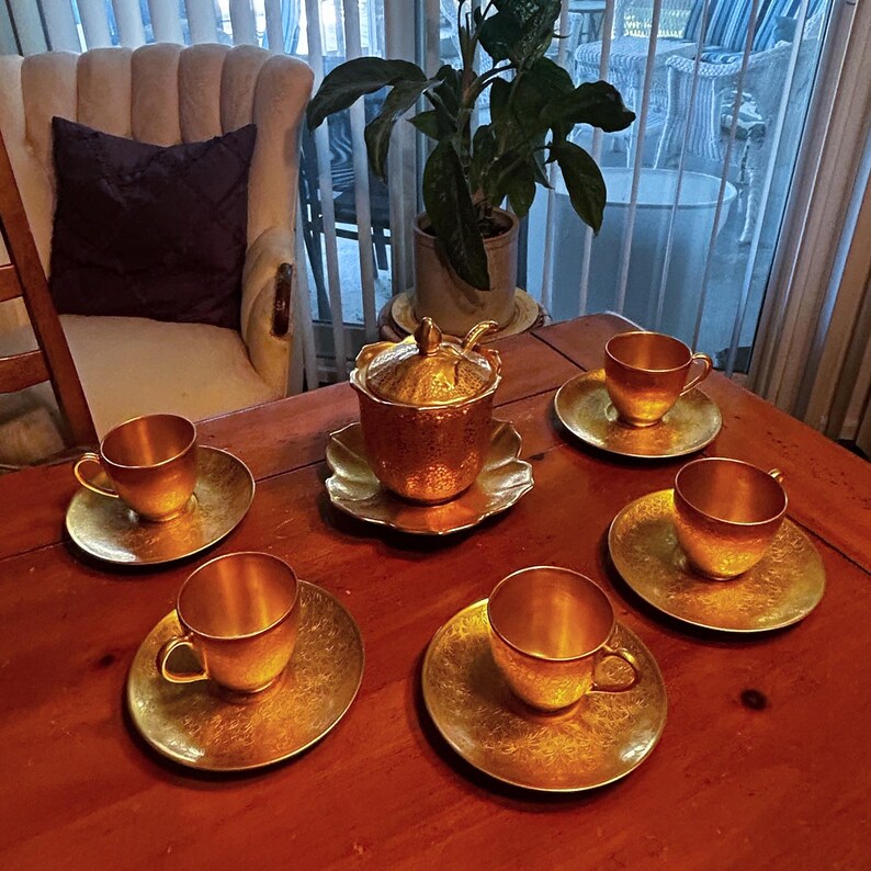 Gold Plated Bavaria Tea Set & Sugar Bowl With Spoon/lid - Etsy