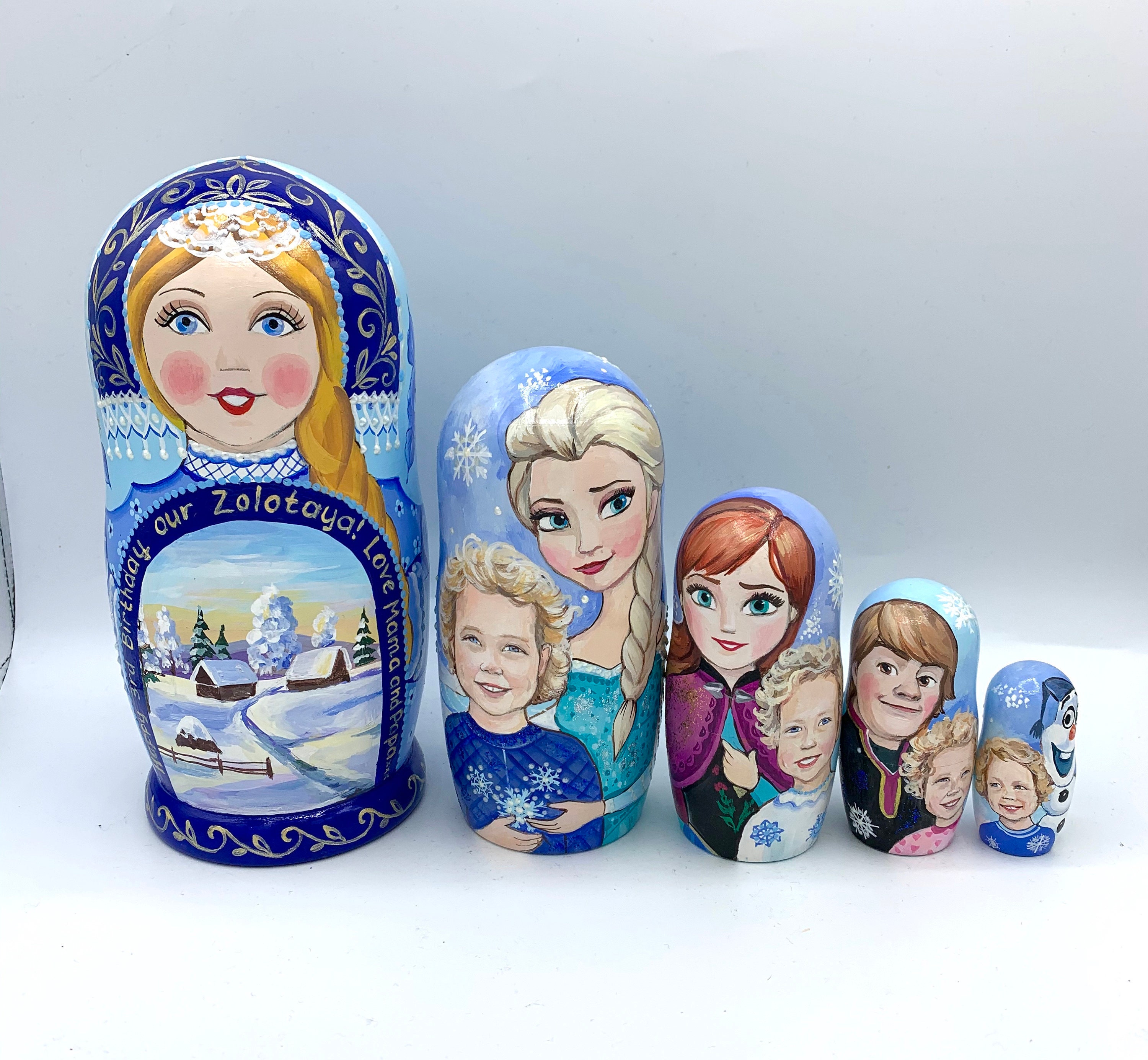 Custom nesting dolls with Frozen cartoon heroes | Etsy