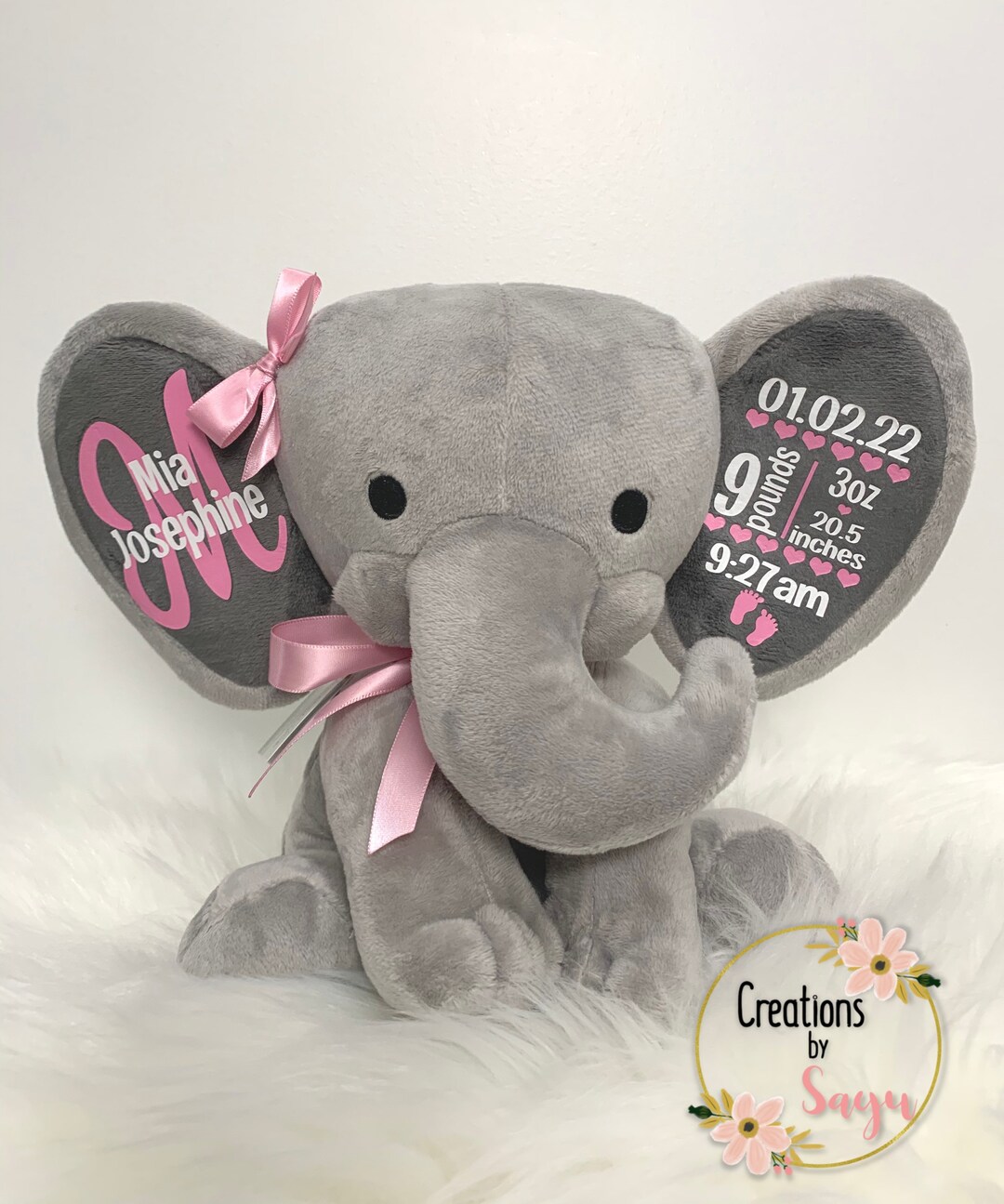 Baby Stats Elephant, Newborn Gift, Baby Keepsake Elephant, Baby Stats ...