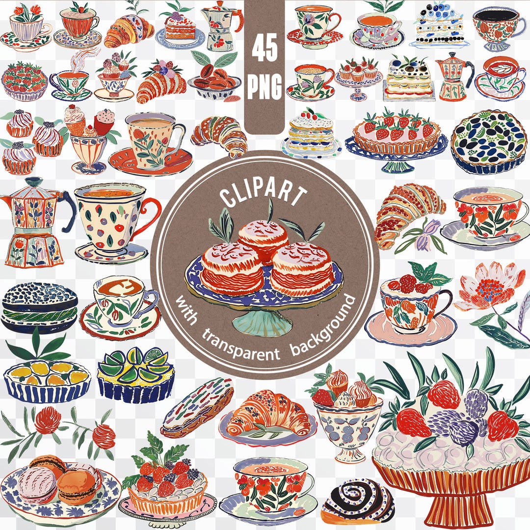 45 PNG Abstract Dessert / Art Delicious Breakfast Pack / Tea Party ...