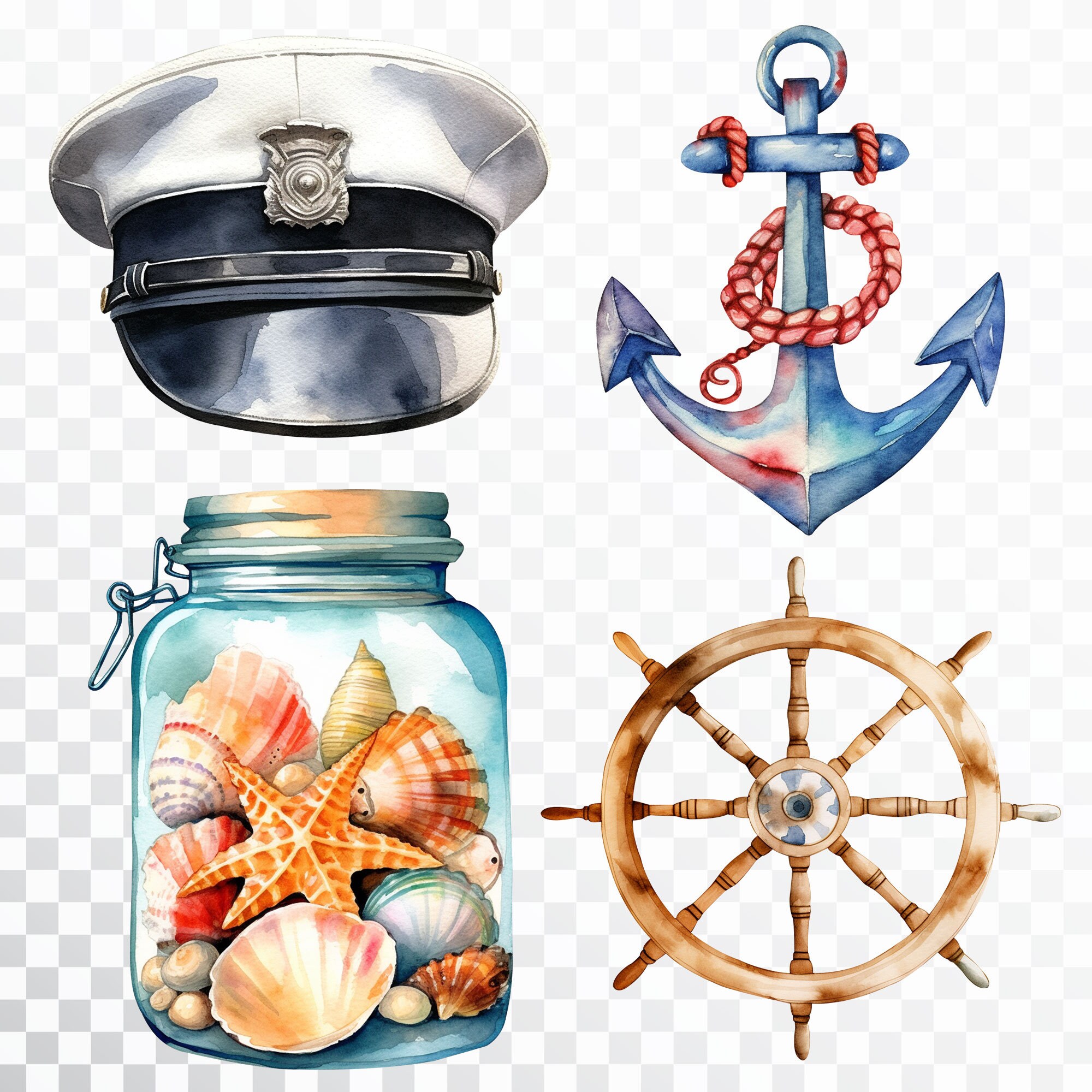 20 PNG Nautical Clipart / Anchor Ship Boat Digital Bundle / Ocean Sea ...