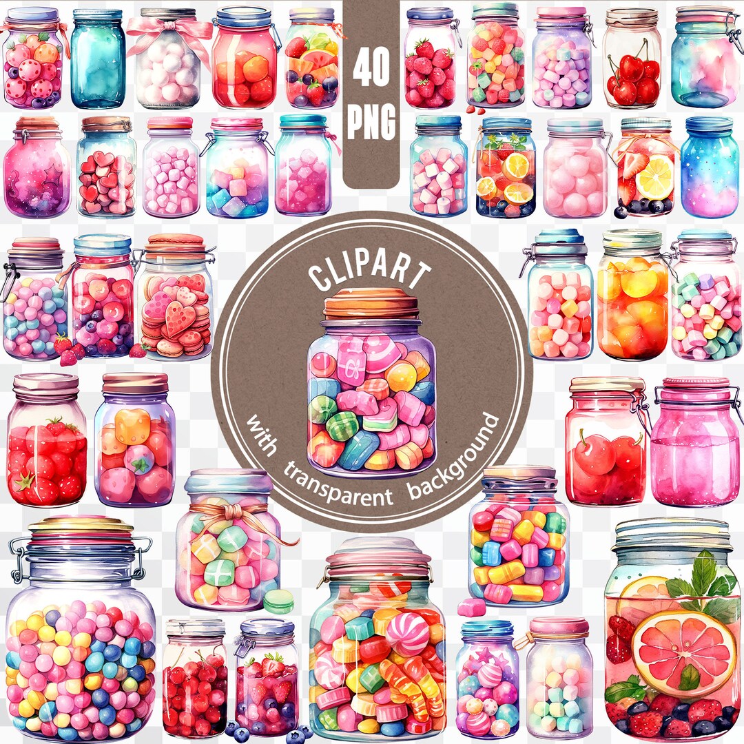40 PNG Jar of Sweets / Colorful Marshmallow Digital / Sweet Lollipop ...
