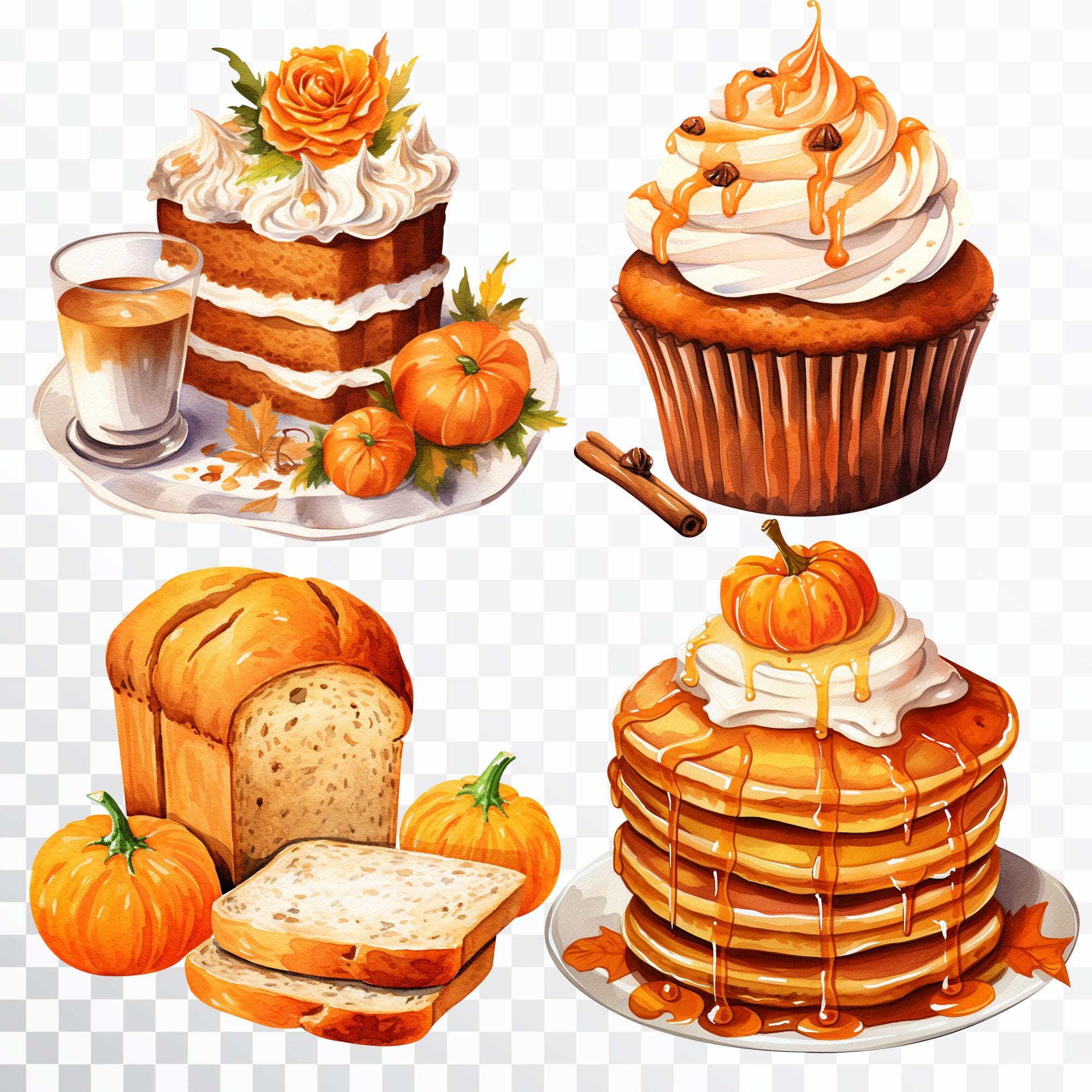 35 PNG Pumpkin Treats / Autumn Dessert Pack / Thanksgiving Day Bundle ...