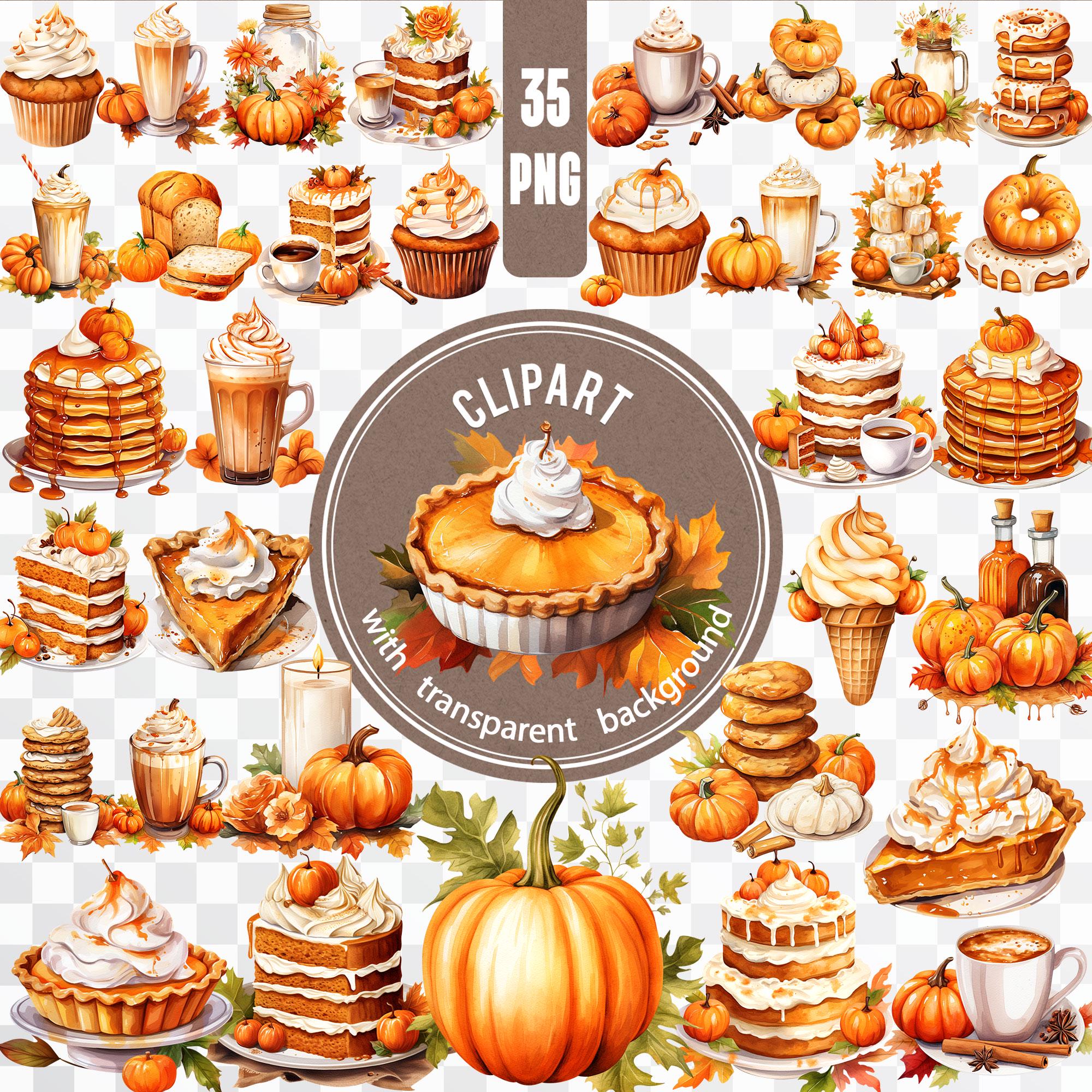 35 PNG Pumpkin Treats / Autumn Dessert Pack / Thanksgiving Day Bundle ...