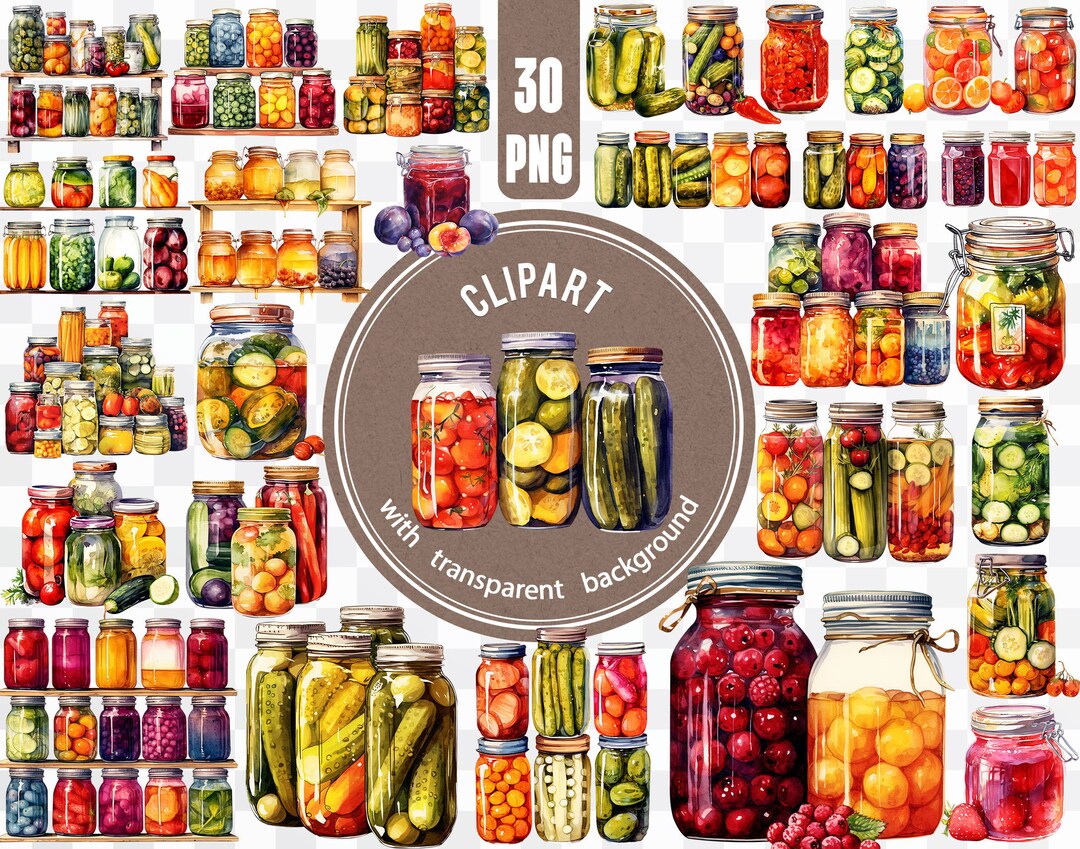 30 PNG Jars Filled With Preserved / Pickles and Pickled Vegetables ...