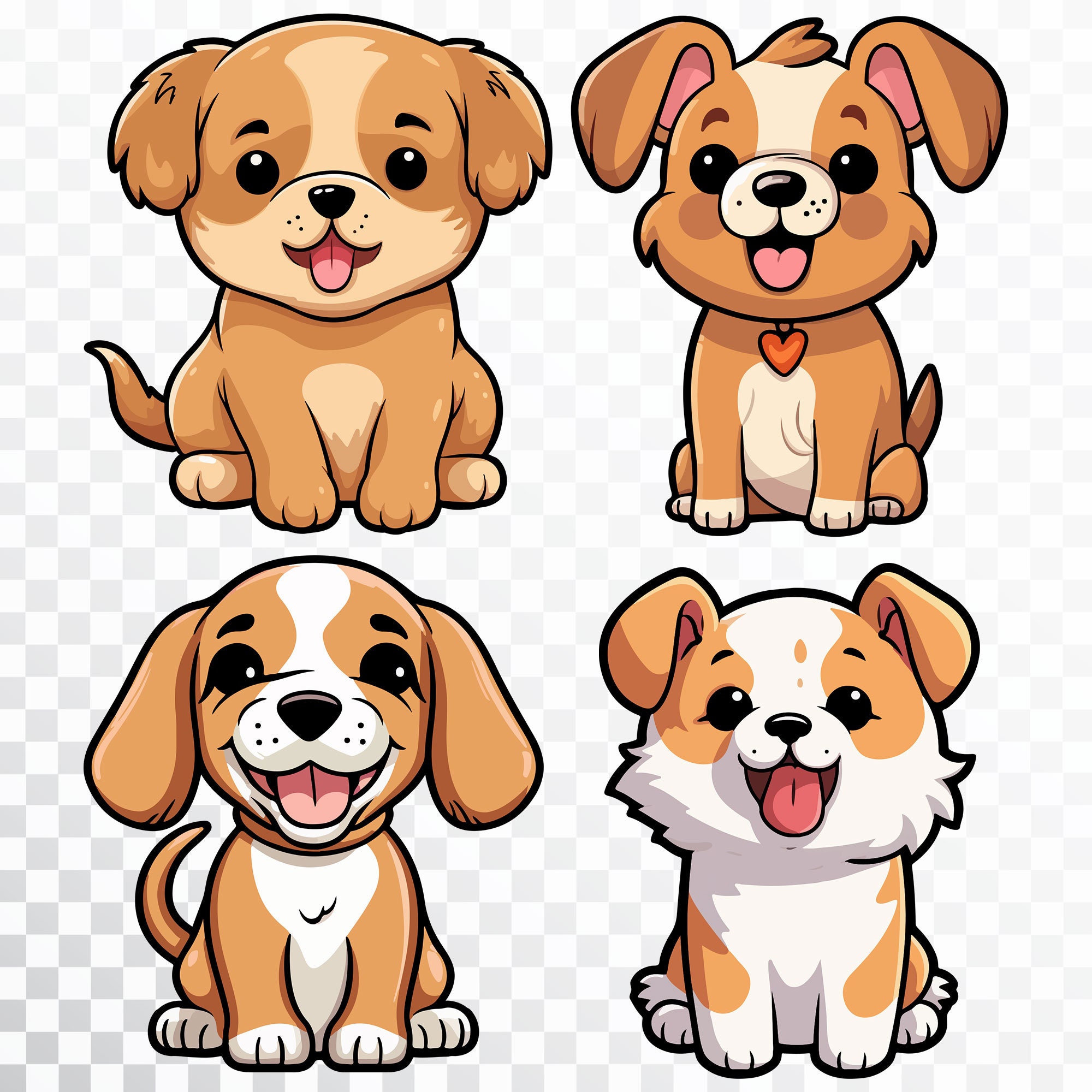 20 PNG Cute Puppy / Dog Birthday Digital Bundle / Kawaii Pet Sticker ...