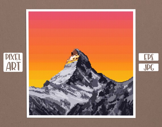 EPS JPG / Old Style Geek Poster / Digital Mountains / Pretty | Etsy