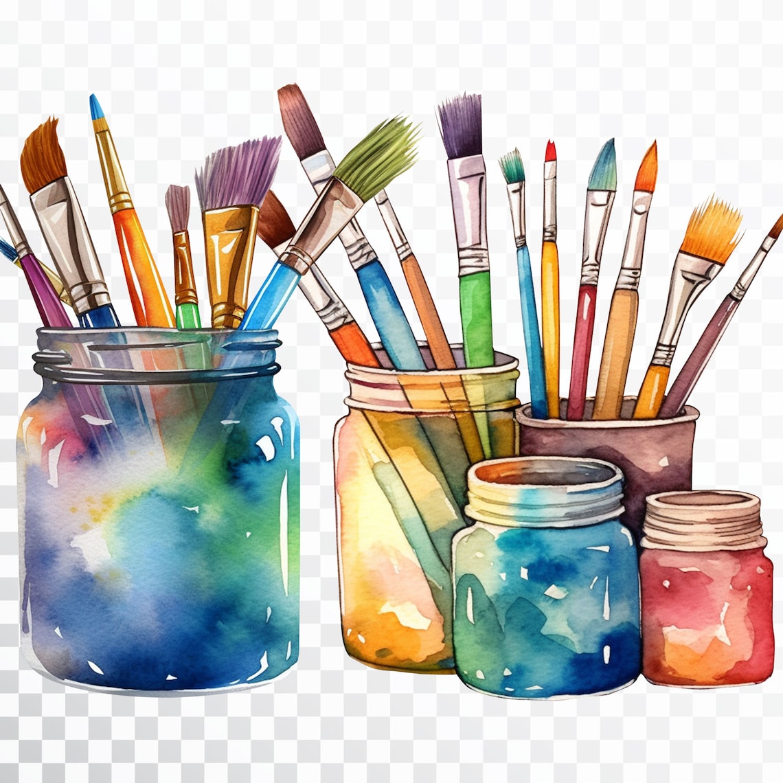 20 Painting PNG / Watercolor Art Digital / Paint Brush Bundle / Artist ...