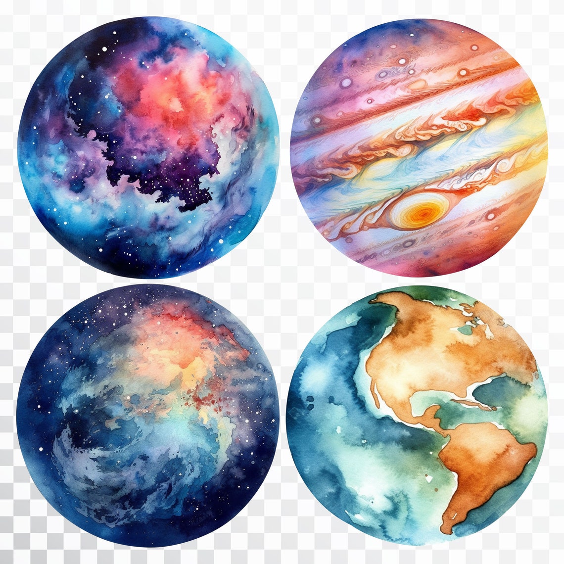 30 Watercolor Planet PNG / Art Solar System Digital / Space Bundle ...