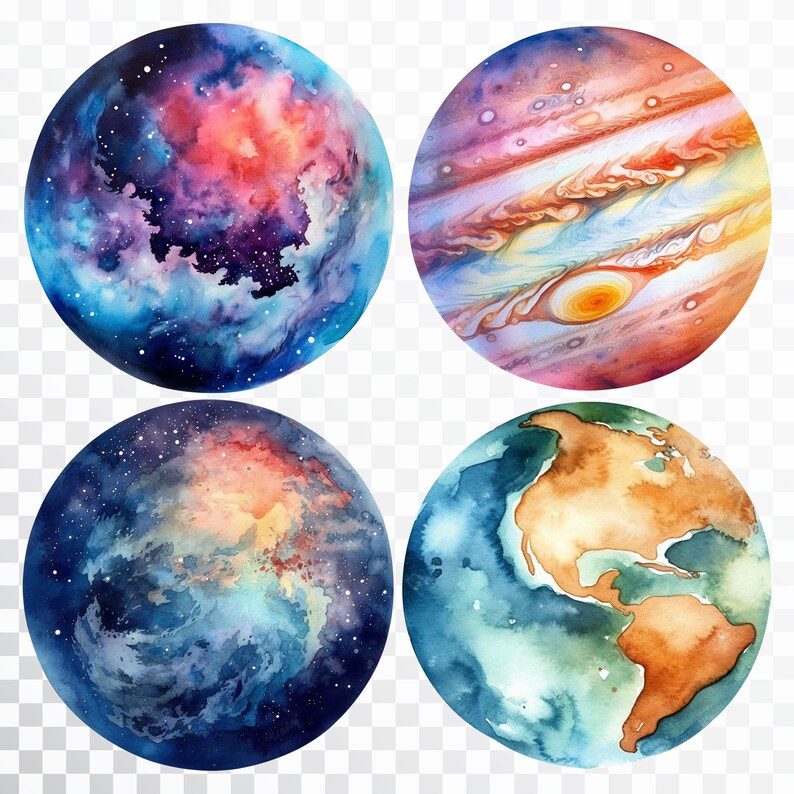 30 Watercolor Planet PNG / Art Solar System Digital / Space Bundle ...