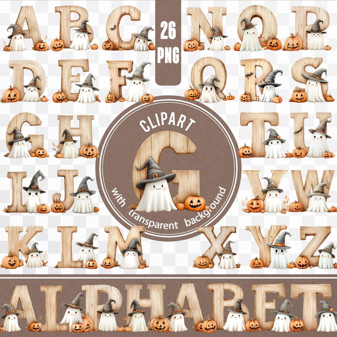 26 PNG Halloween Alphabet / Ghost Letters Digital / School Classroom ...