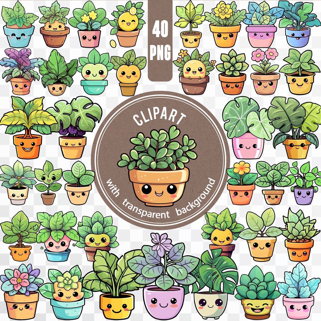 40 Cute Flowerpot PNG / Plant Lover Digital Instant Download / Monstera ...