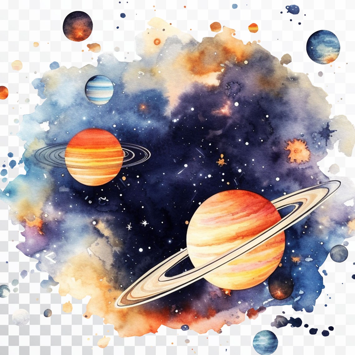 30 Watercolor Planet PNG / Art Solar System Digital / Space Bundle ...