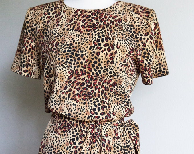 80s Vintage Leopard Print Dress, 80s Leopard Dress, Animal Print Wrap ...