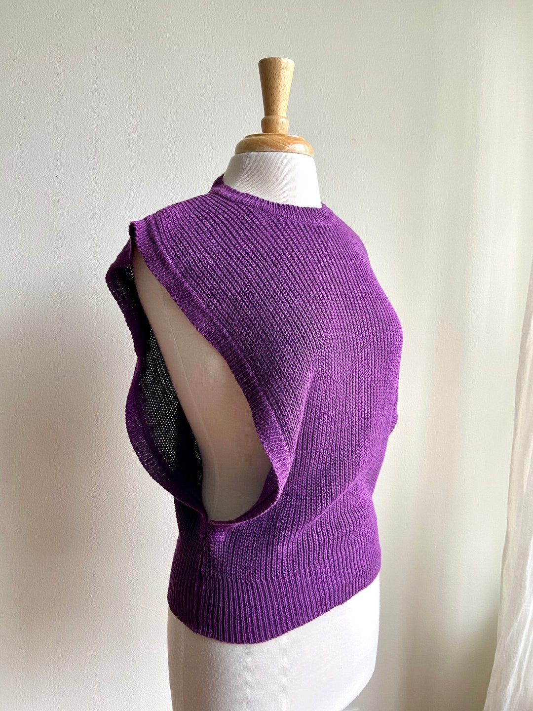 Vintage Low Down Sweater Vest, 1980s 80s Purple Side Cut Out Vest, 80s ...