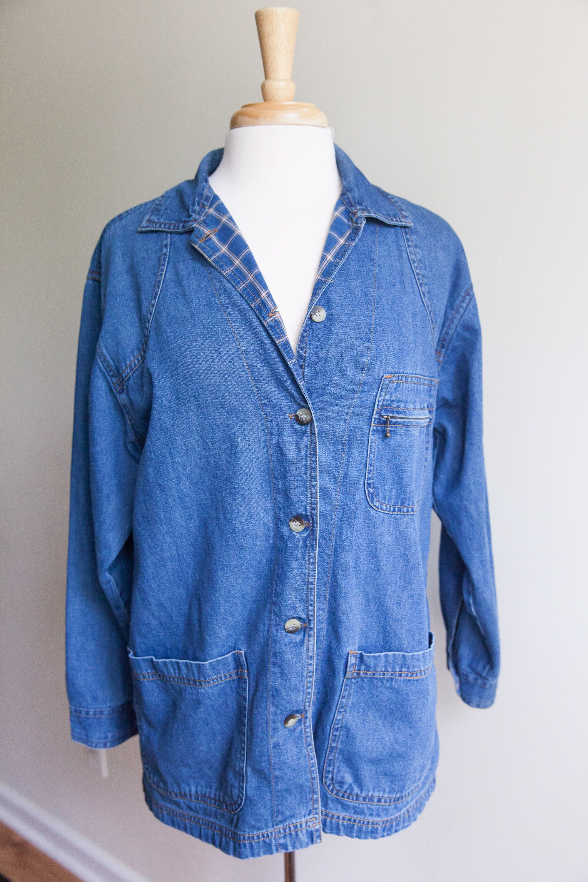 90s vintage cotton denim jacket, medium