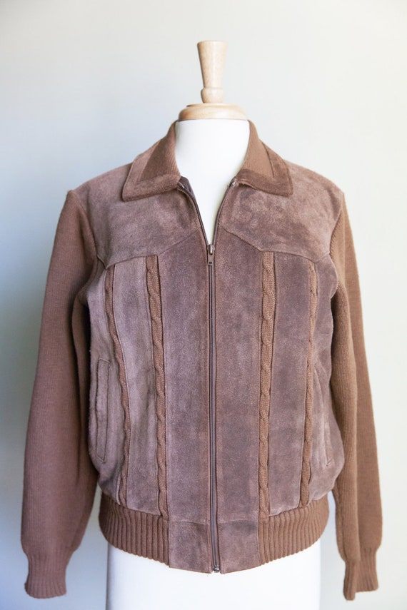 80s leather suede sweater - Gem