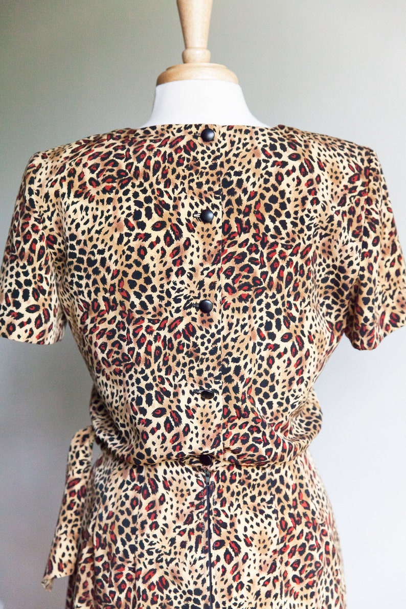80s Vintage Leopard Print Dress 80s Leopard Dress Animal | Etsy