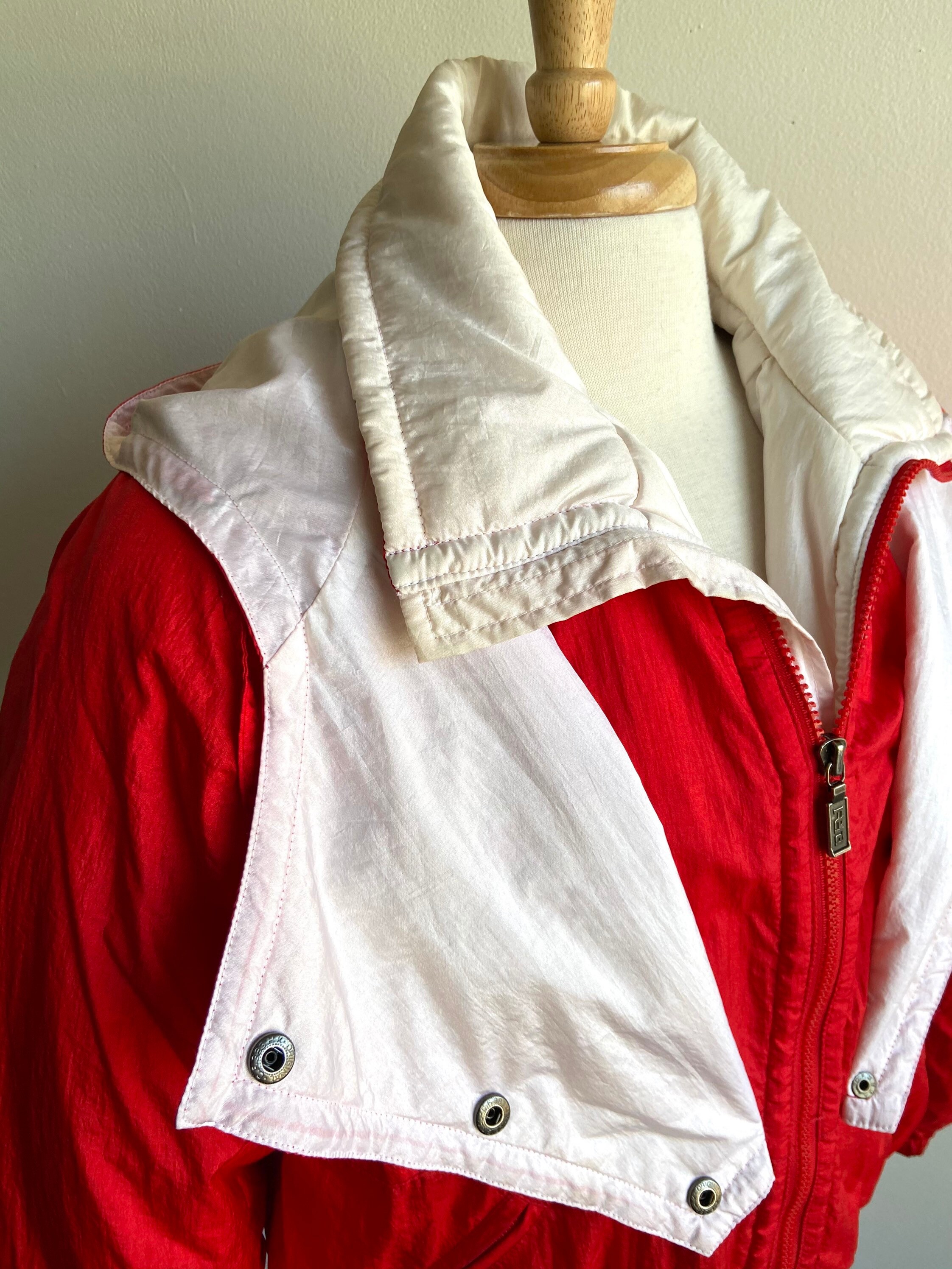 vintage candy apple red puffer coat, 1980s 80s red puffer ski jacket ...