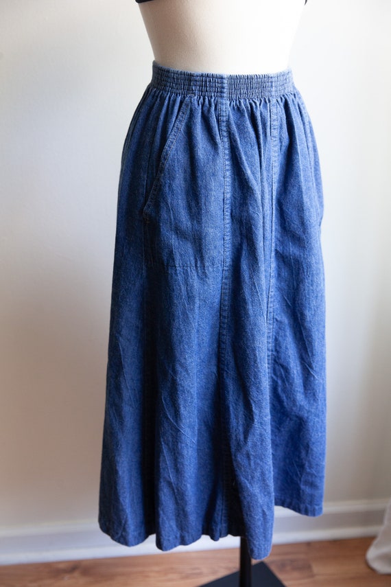 vintage denim skirt, 1970s 70s denim skirt, high wais… - Gem