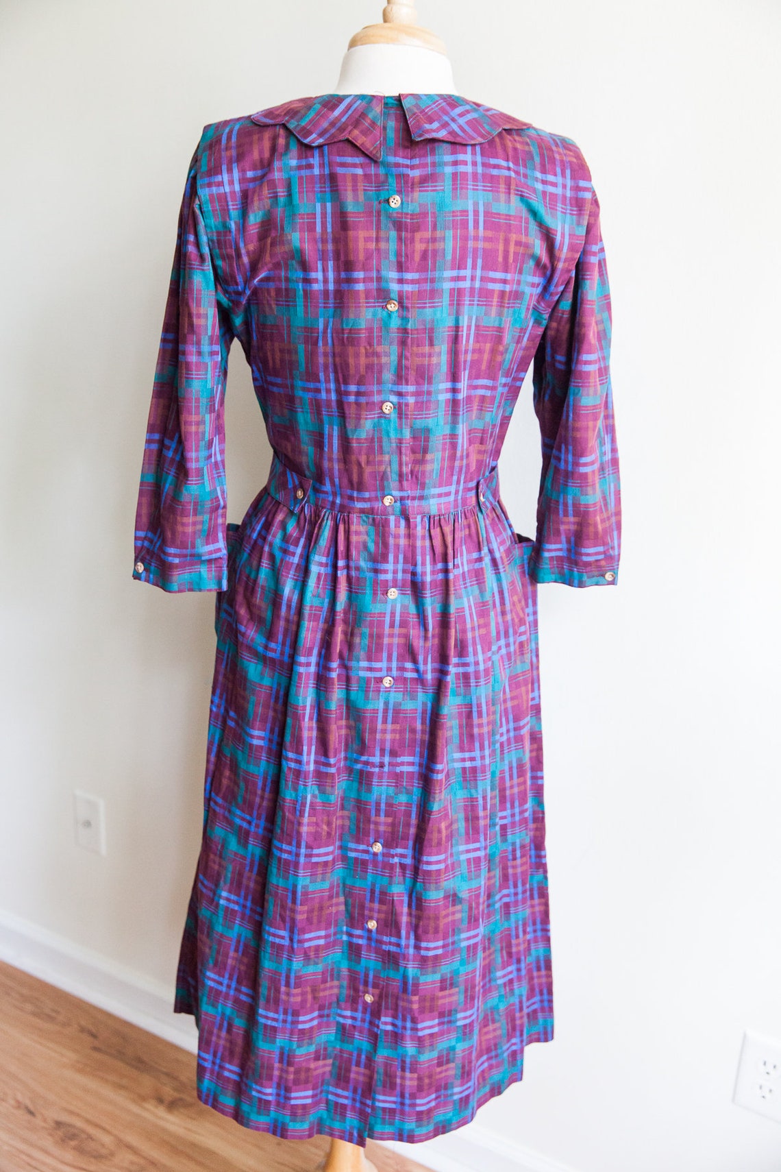 Vintage Plaid About You Midi Dress 198-s 80s Plaid Prairie - Etsy