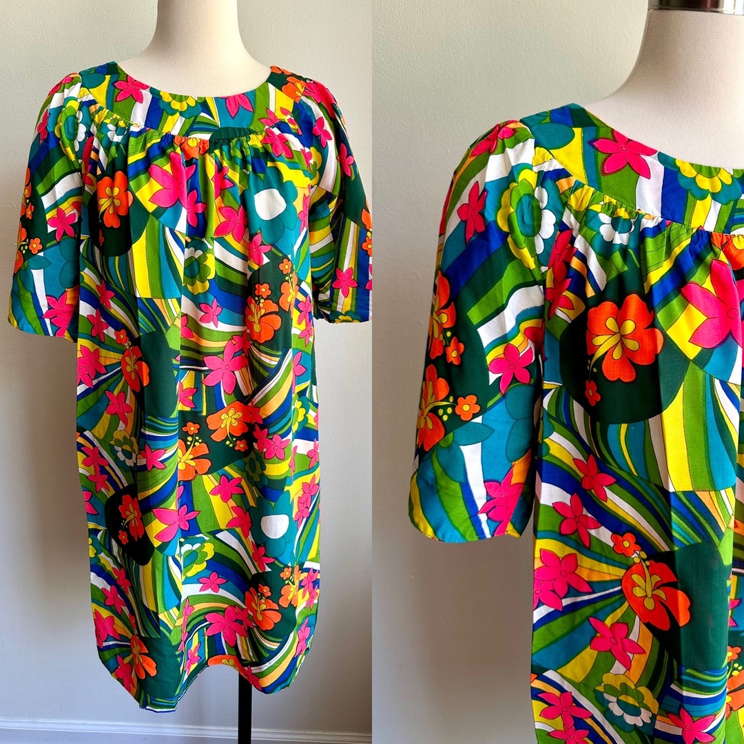 Vintage Island Girl Muumuu, 1970s 70s Hawaiian Mumu Dress, 70s Boho ...