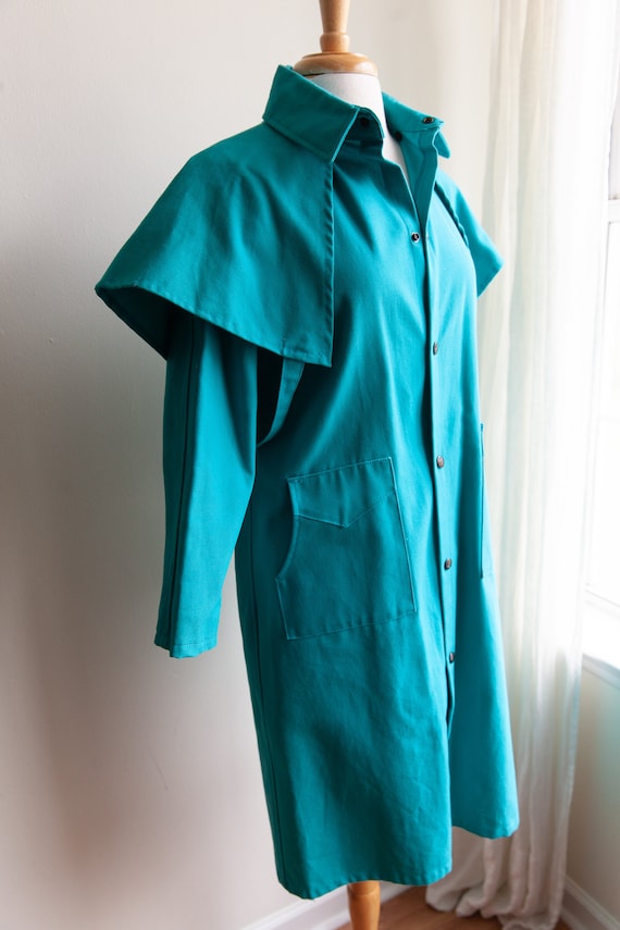 vintage wild west duster, 1980s 80s turquoise southwe… - Gem