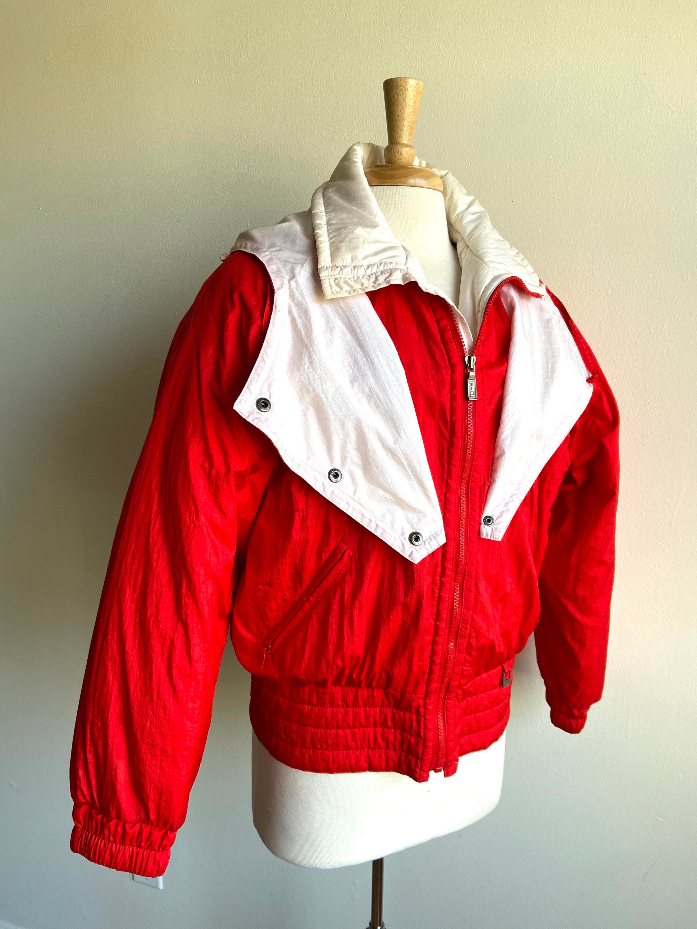 vintage candy apple red puffer coat, 1980s 80s red puffer ski jacket ...