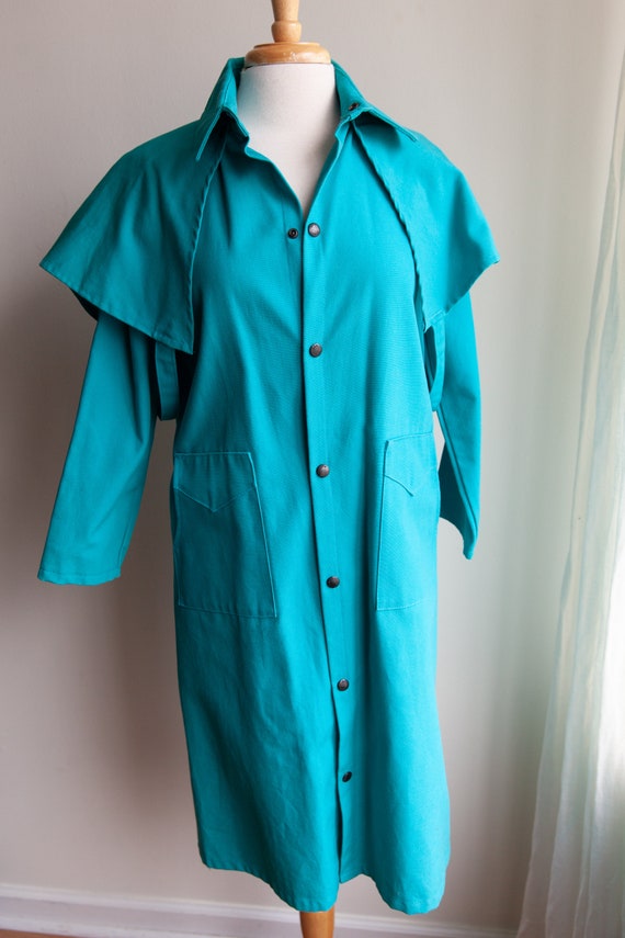 vintage wild west duster, 1980s 80s turquoise southwe… - Gem