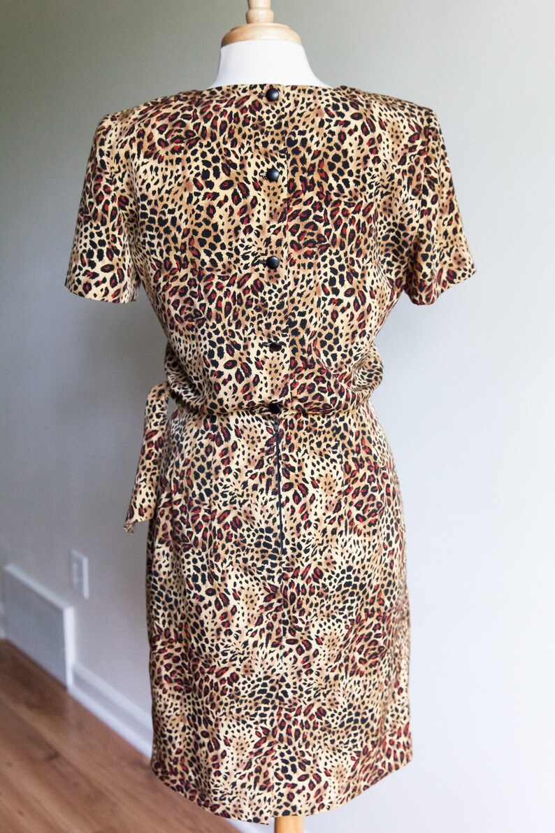 80s Vintage Leopard Print Dress 80s Leopard Dress Animal - Etsy