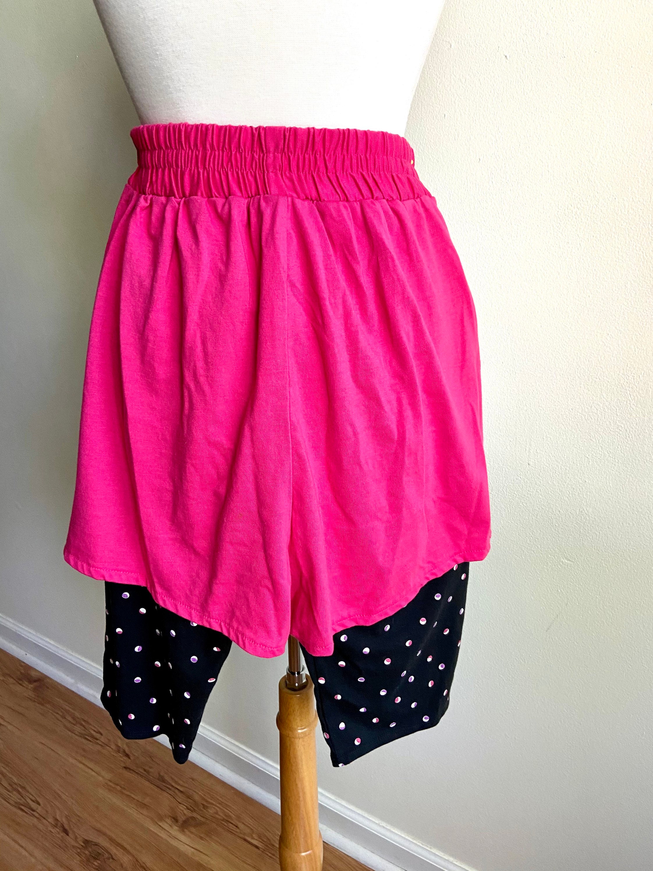 vintage hot pink shorts, 1980s 80s hot pink polka dot bike shorts, 80s ...