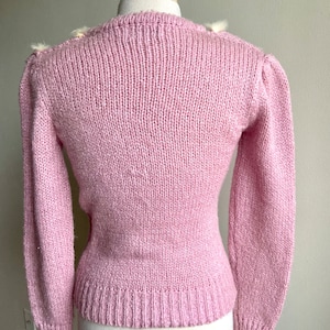 Vintage Blush and Ribbons Sweater, 1980s 80s Blush Pink Ribbons Sweater ...