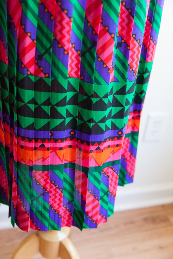 vintage color poppin' pleated skirt, 1990s 90s colorf… - Gem