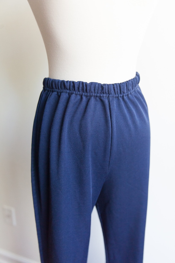 vintage flared track pants, 1980s 80s navy blue track… - Gem