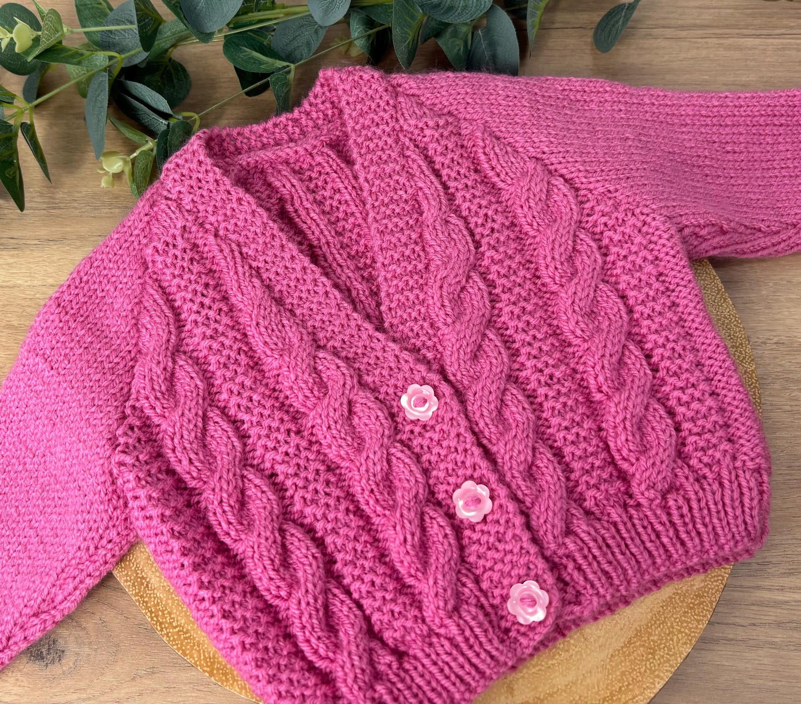 Newborn Baby Knitted Cardigan , Pink Girl Cardigan , Size 6 Months ...