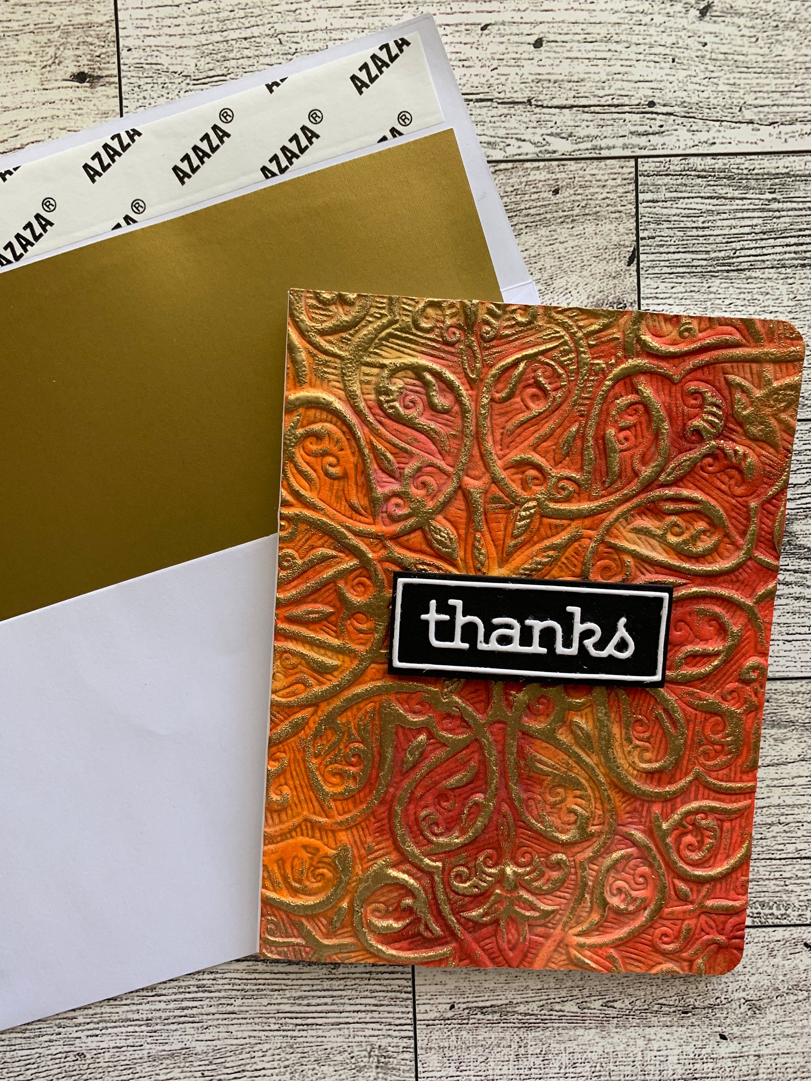 Orange and Gold Thank You Cards. Set of 3 Thank You Cards. Appreciation ...