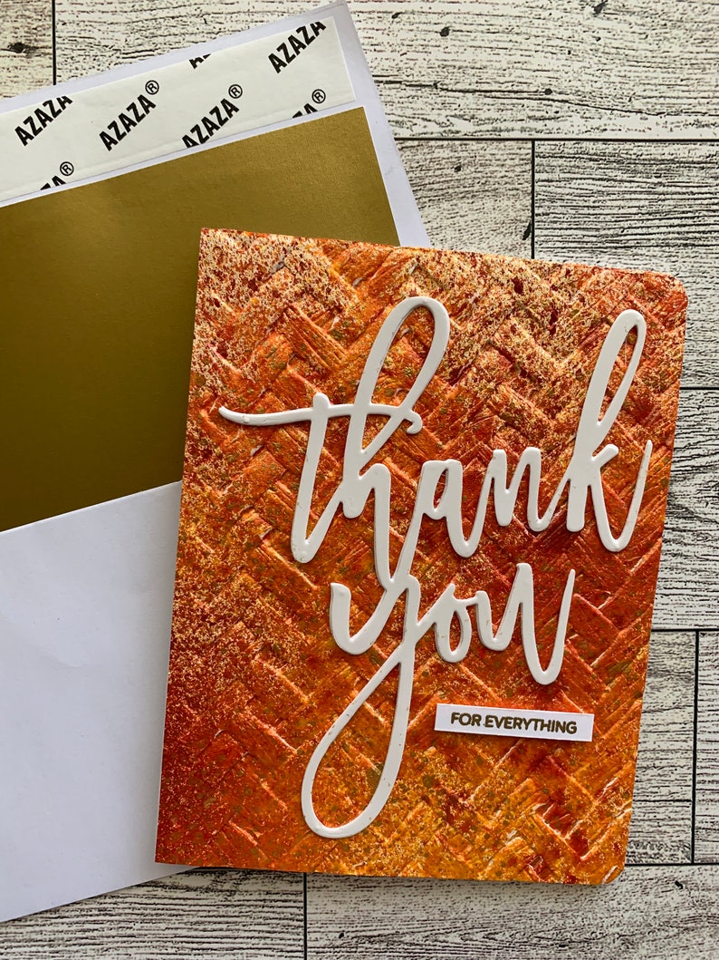 Orange and Gold Thank You Cards. Set of 3 Thank You Cards. Appreciation ...