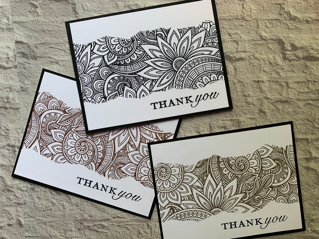 Embossed Thank You Cards: Handmade Appreciation Cards, Set of 3 - Etsy