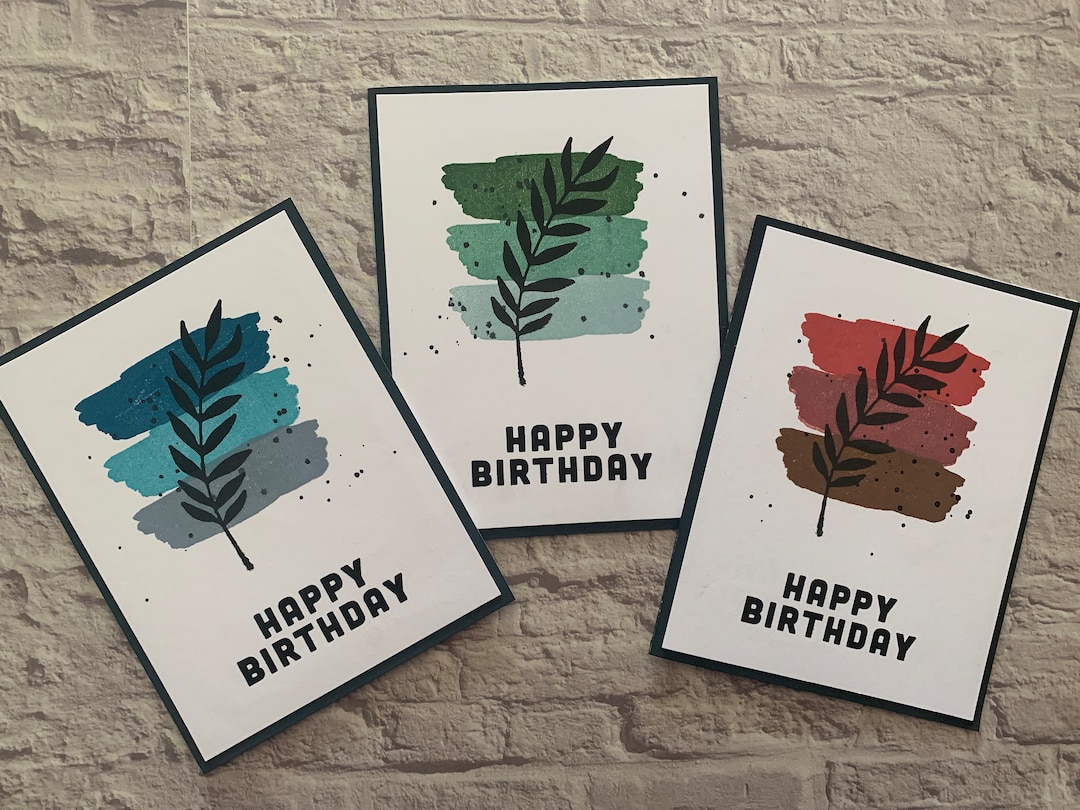 Set of 3 Minimalist Birthday Cards. Handmade Birthday Card Set of 3 ...