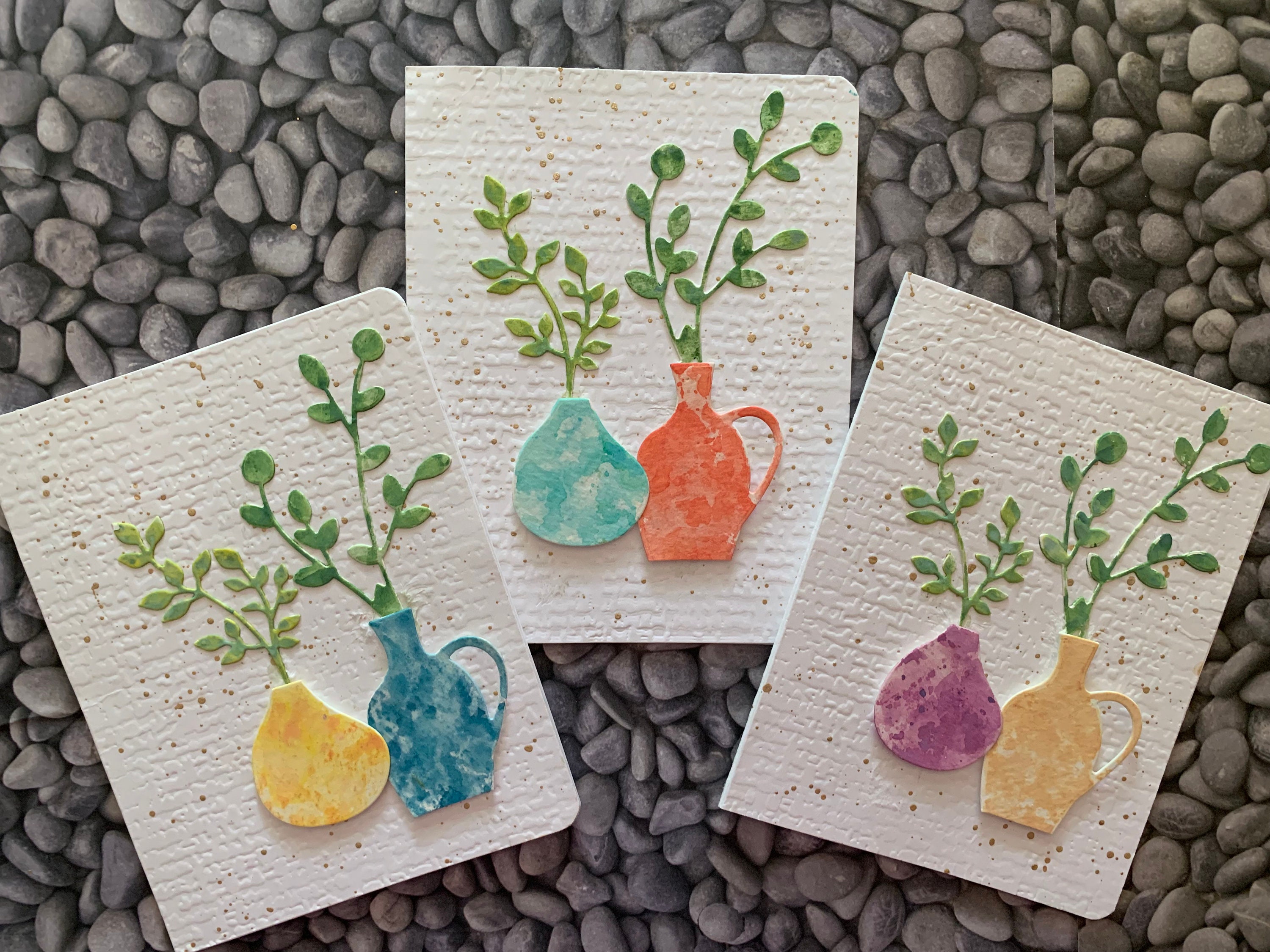 Set of 3 Flower Blank Note Cards. Handmade Any Occasion Card ...