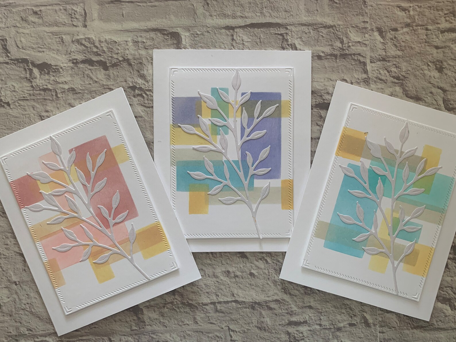 Set of 3 Mixed Media Blank Note Cards. Handmade Blank Card - Etsy