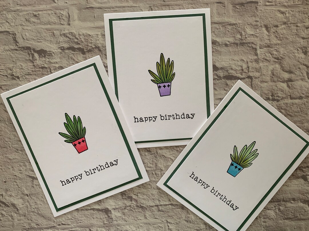 Set of 3 Minimalistic Birthday Cards. Handmade Happy Birthday Card Set ...
