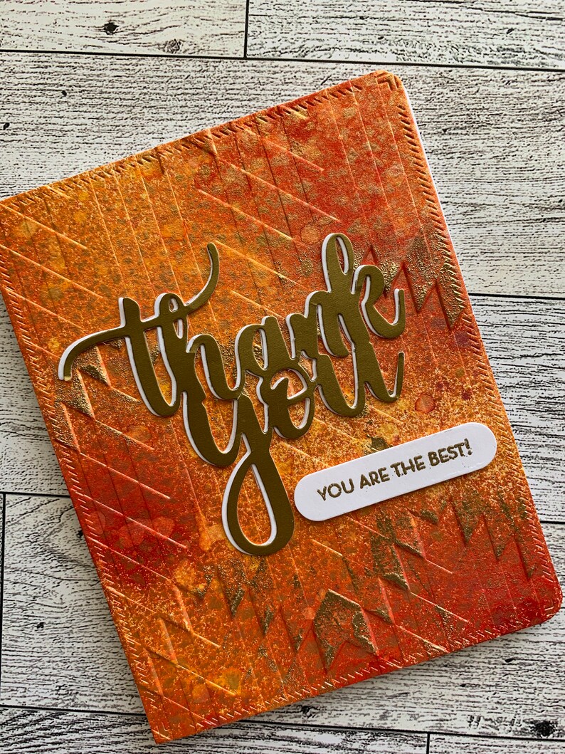Orange and Gold Thank You Cards. Set of 3 Thank You Cards. Appreciation ...