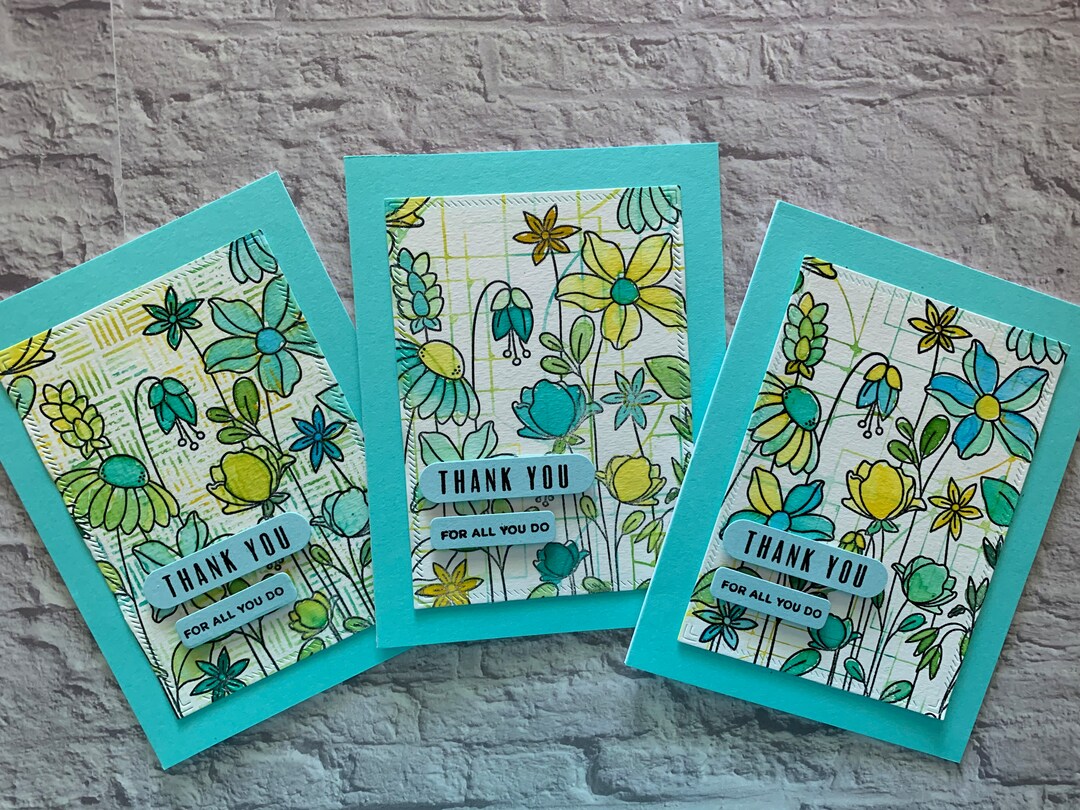 Flower Garden Thank You Card Set of 3. Appreciation Card. Set of 3 ...