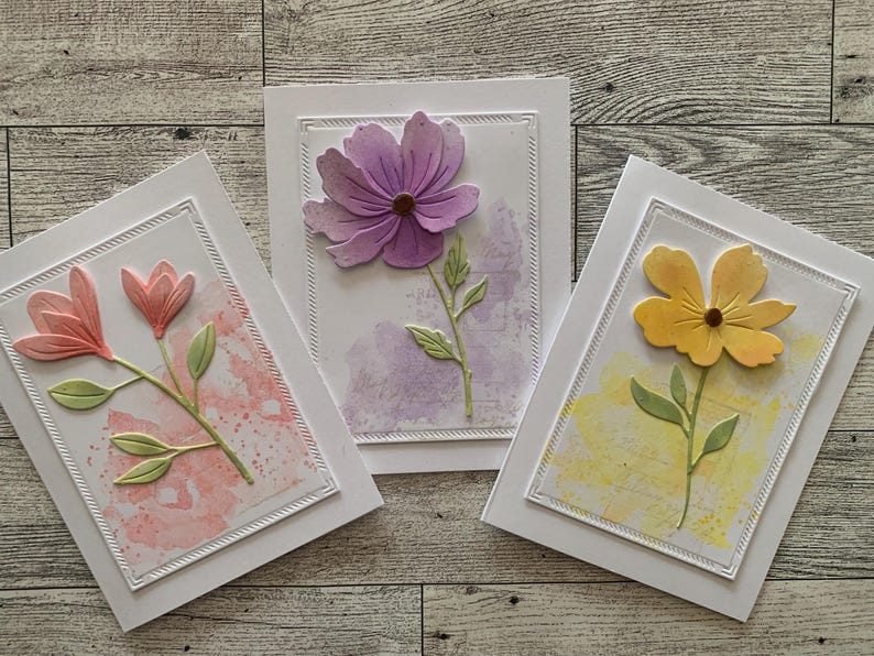 Handmade Watercolor Flower Note Cards, Set of 3 - Etsy