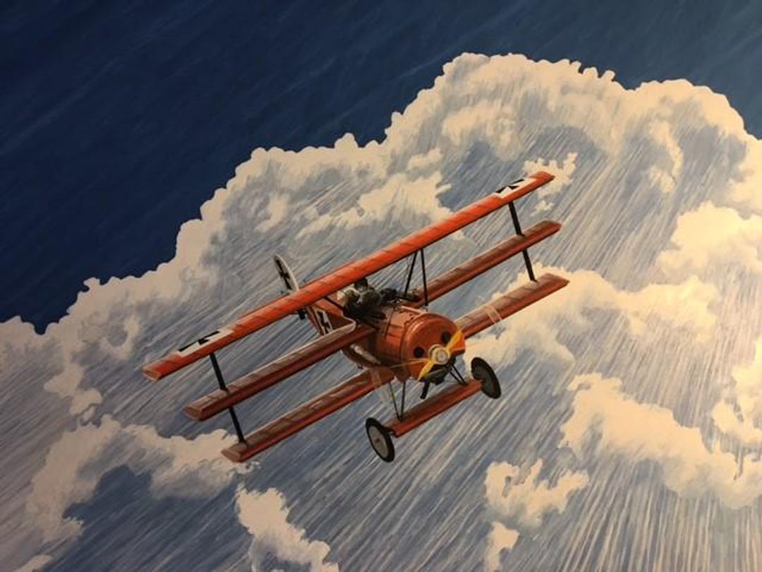 THE RED BARON. Hand Painted Original Gouache Painting. - Etsy