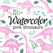 WATERCOLOR CLIPART Pink Dinosaurs Clip Art Scrapbooking Animals Png ...