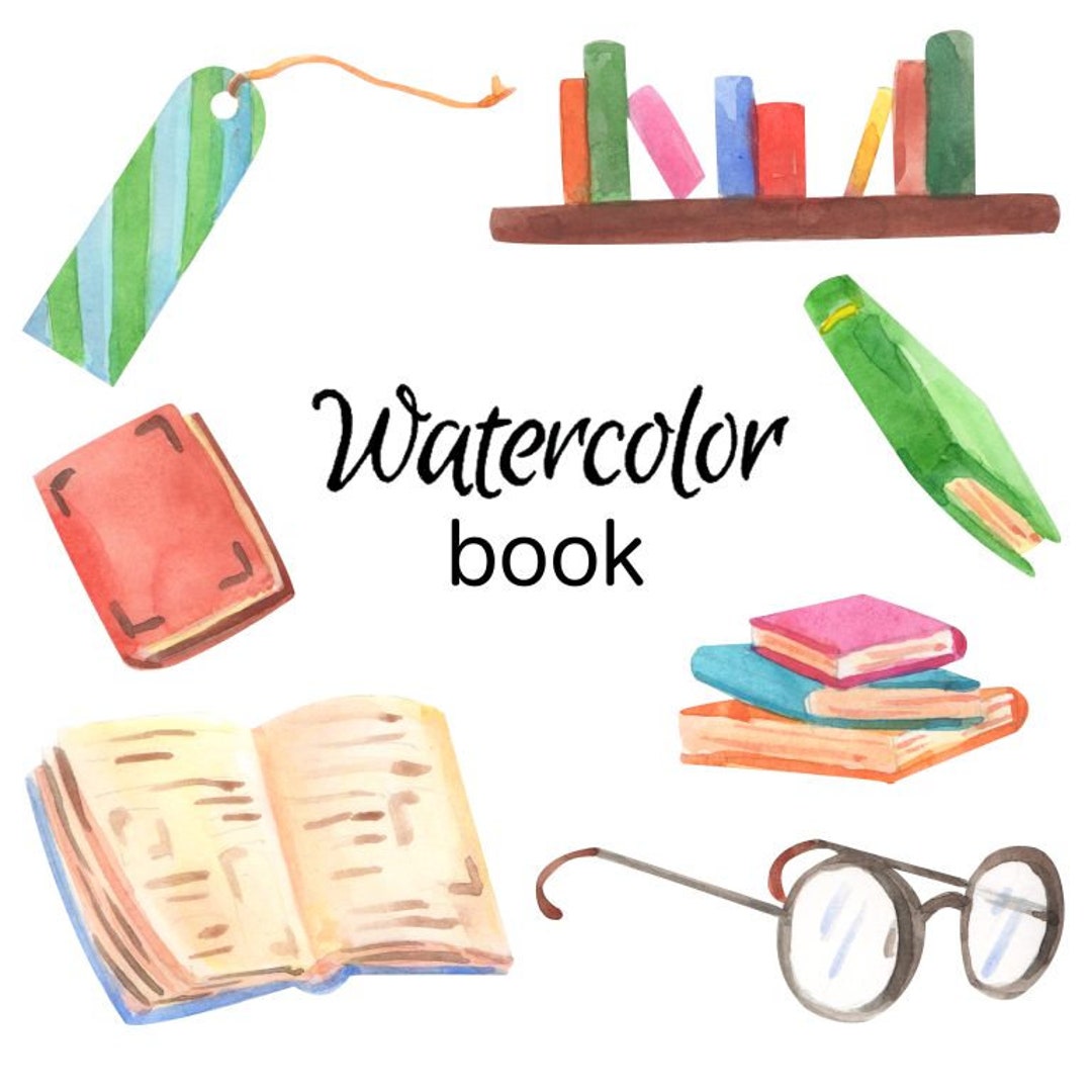 WATERCOLOR CLIPART, Book Art School Scrapbooking Library Png, Graphics ...